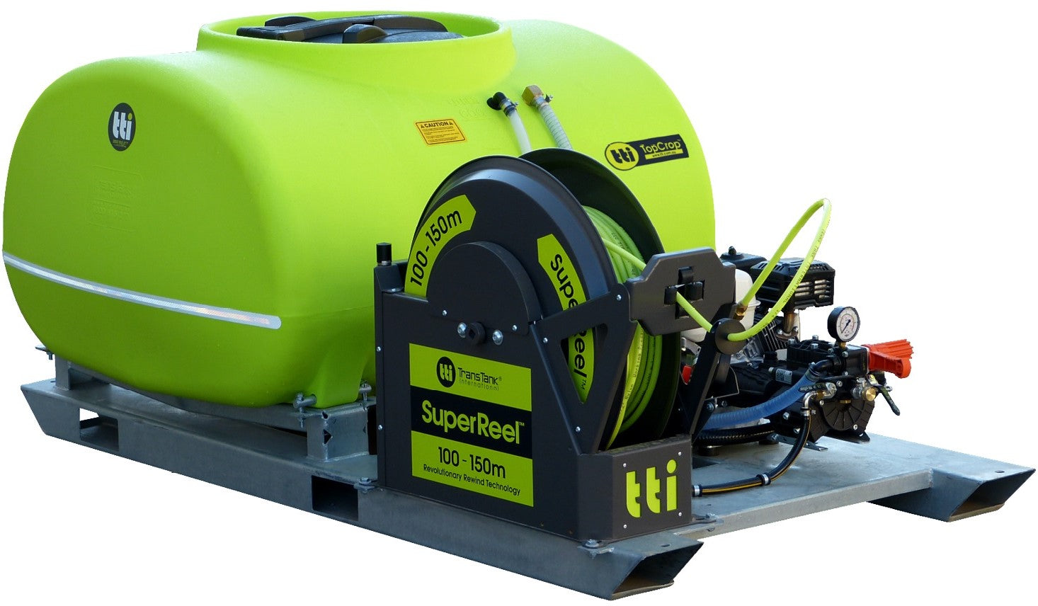 TTi TopCrop 500 litre skid sprayer with SuperReel radio control hose r ...