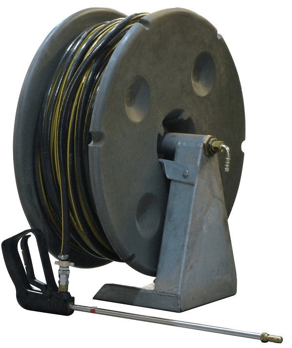 TTi ATHW poly hose reel with 10 mm (3/8 inch) spray hose and pistol ...
