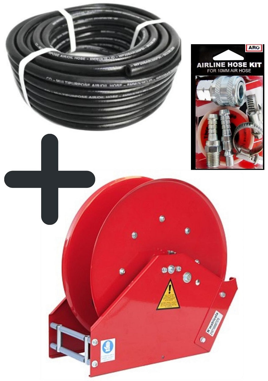 Sauro Rossi Auto A4 retractable air hose reel with 50 m x 13 mm (1/2 i ...