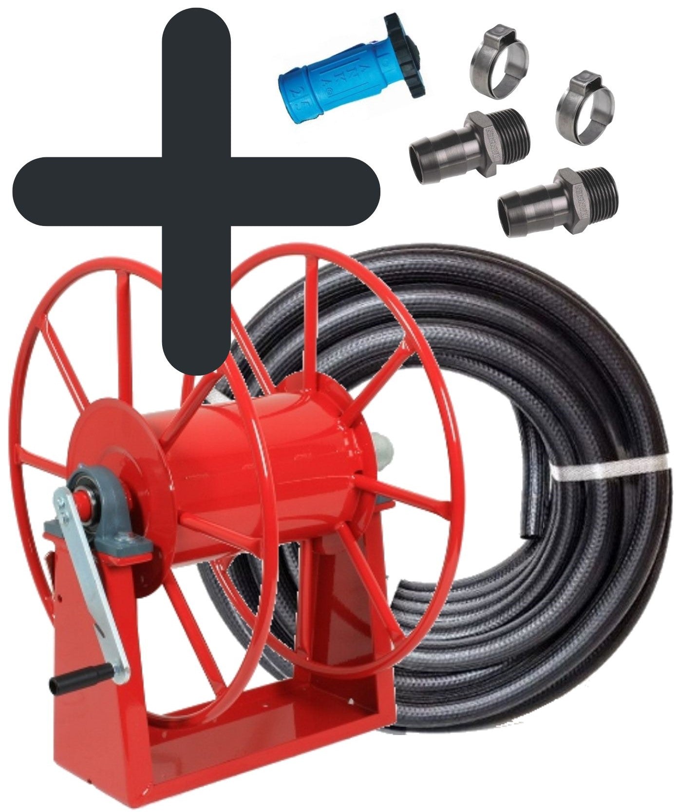 Sauro Rossi Magnum Golia hose reel kit with 50 m x 25 mm (1 inch) blac ...