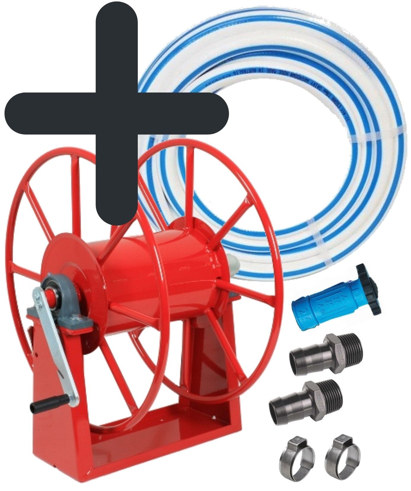 Sauro Rossi Magnum Golia hose reel with 100 m of 25 mm (1 inch) wash d ...