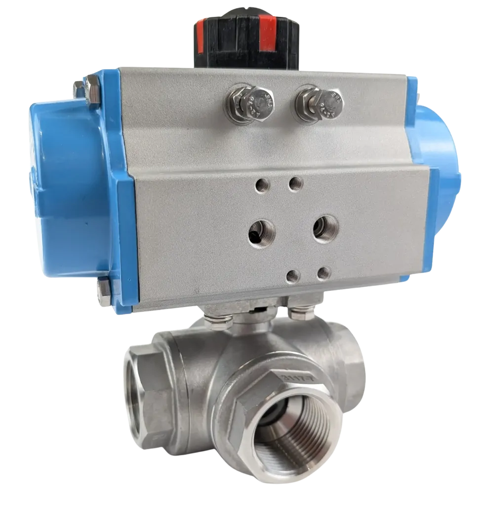 Ketta BLS3SR series pneumatic air operated 3 way stainless steel ball ...