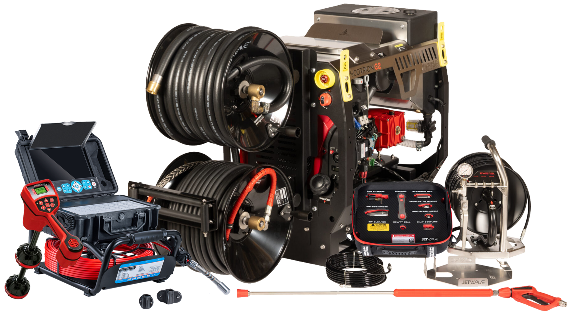 JetWave Scorpion Combo Pack drain jetter kit with inspection camera, n ...