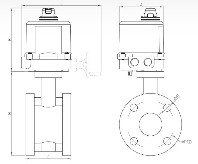 Ketta BFDDE series electric butterfly valve (double flanged AS4087 PN1 ...